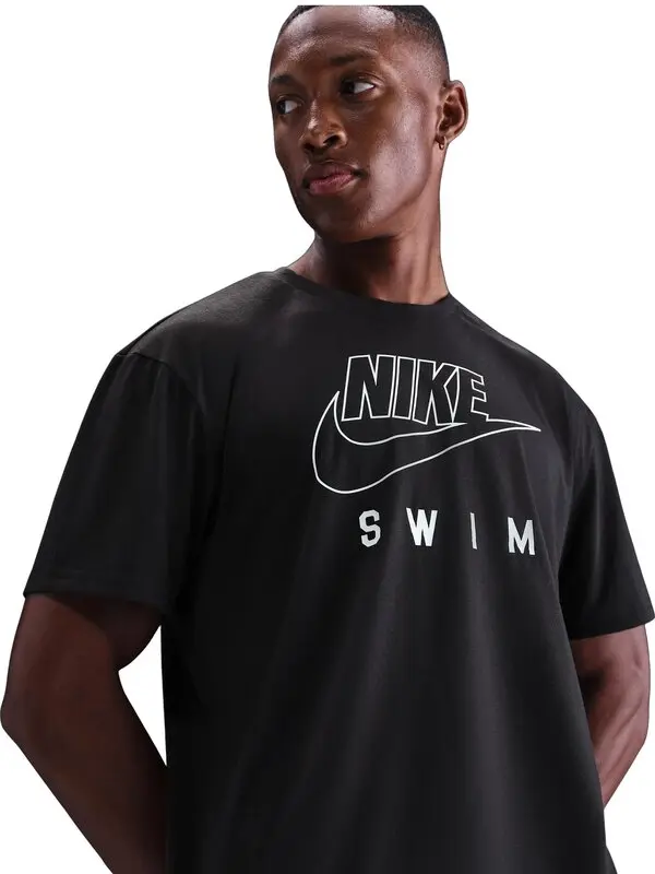 Nike Swim Swoosh Hydroguard Short-sleeve Top - Black