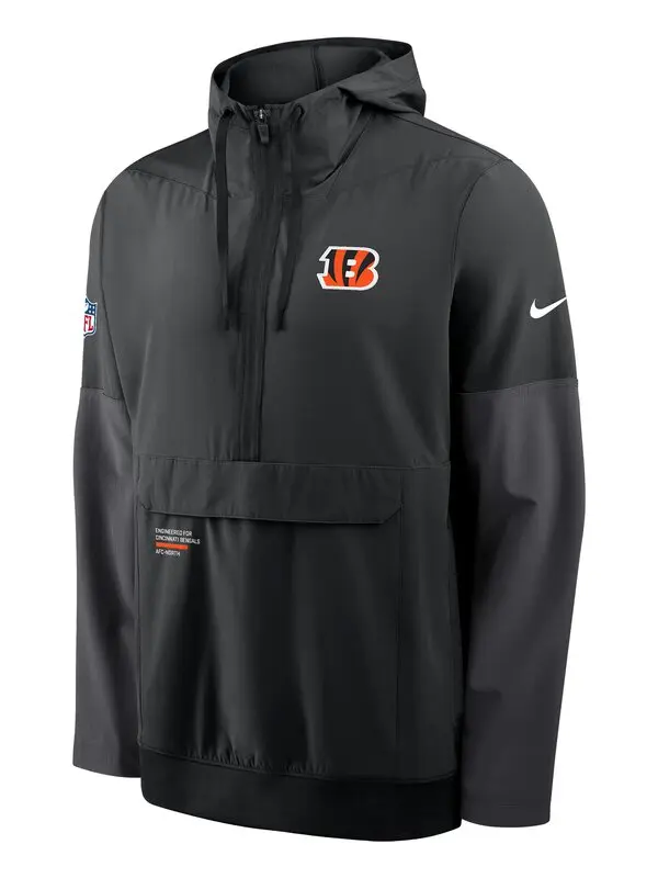 Nike Cincinnati Bengals Anorak Nfl 1/2-zip Hooded Jacket - Black