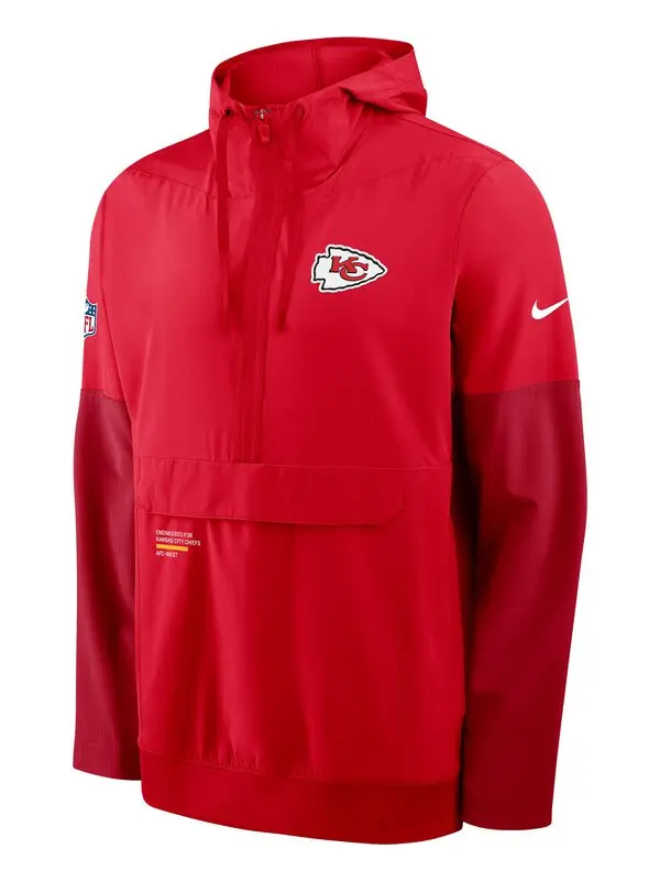 Nike Kansas City Chiefs Nfl 1/2-zip Anorak Hooded Jacket - Red