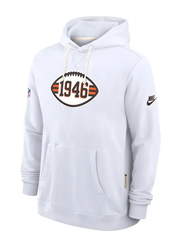 Nike Cleveland Browns Alt Offensive Set Play Sideline Nfl Pullover Hoodie - White