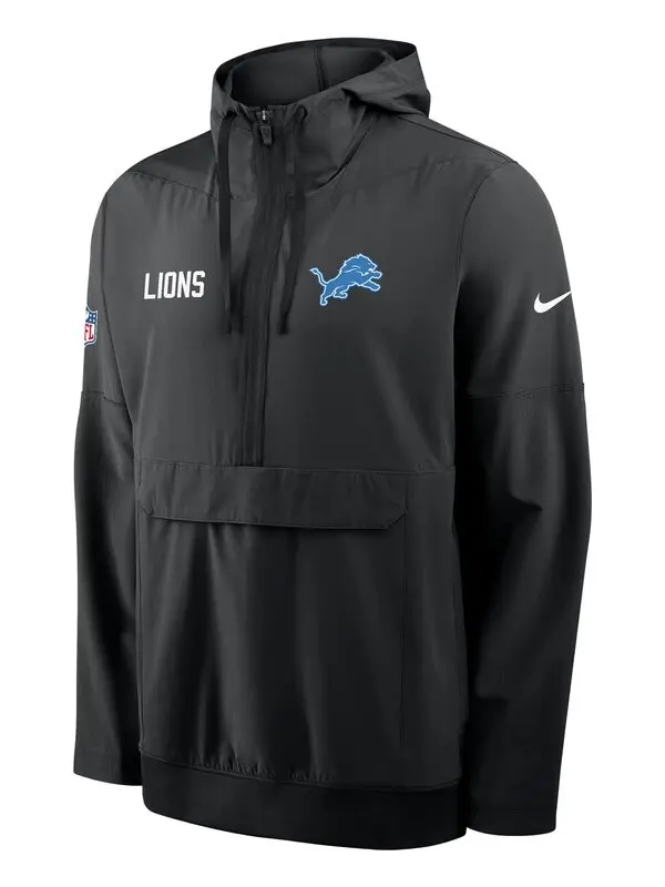 Nike Detroit Lions Alt Option Route Anorak Nfl 1/2-zip Hooded Jacket - Black