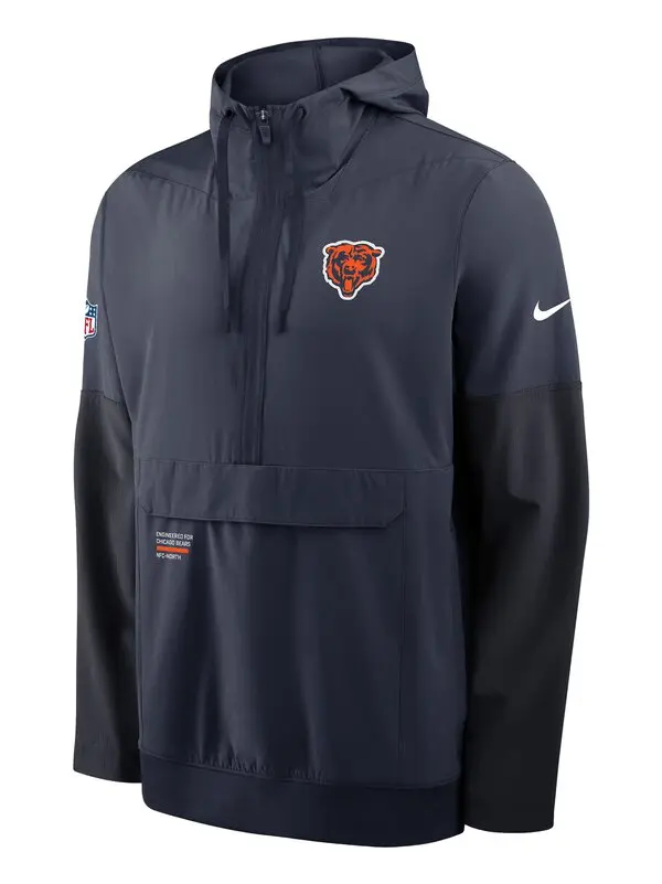 Nike Chicago Bears Nfl 1/2-zip Hooded Anorak Jacket - Blue