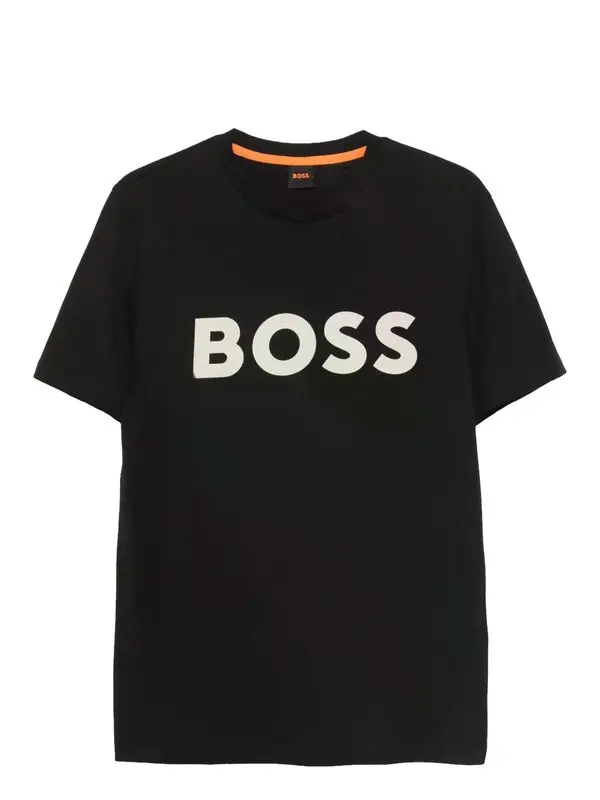 BOSS Cotton-jersey T-shirt With Large Logo Print - Black