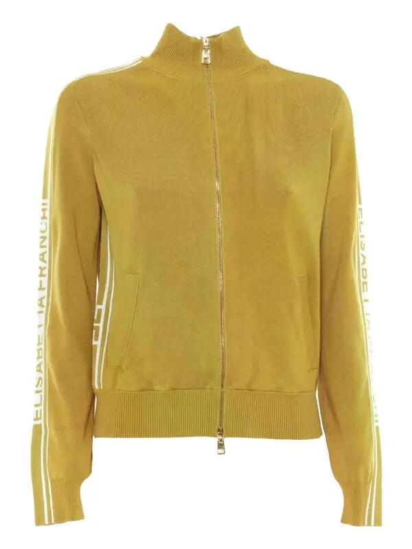 Elisabetta Franchi Zip-front Stripe-detail Cardigan - Yellow