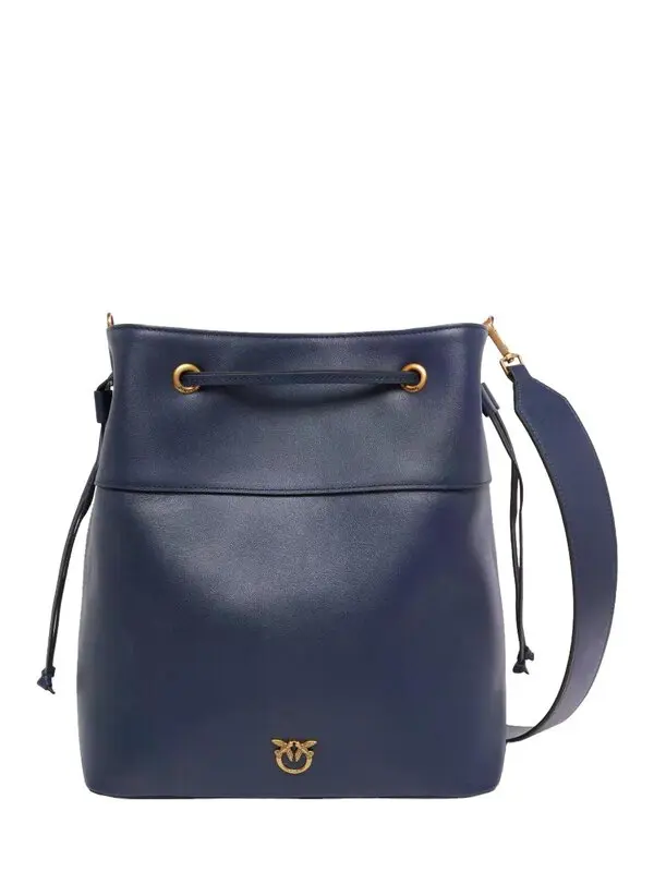 Pinko Logo-embellished Drawstring Bucket Bag - Blue