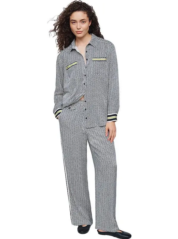 Maeve Brooklin Tie-front Printed Pull-on Pants - Black Pattern