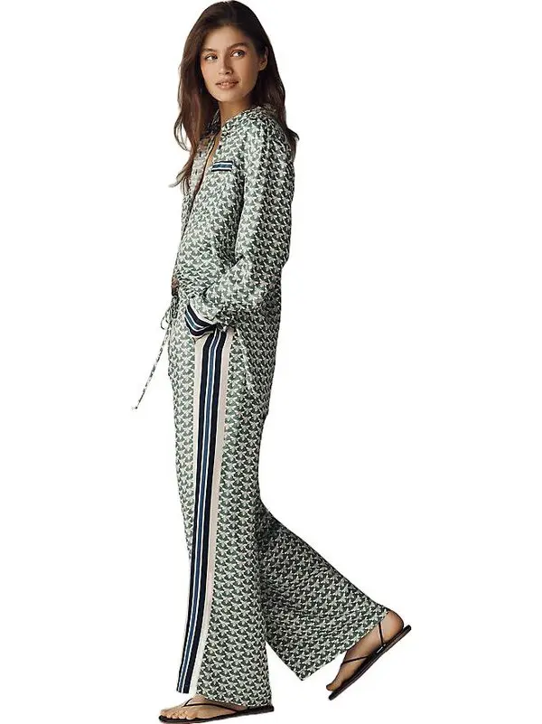 Maeve Printed Wide Leg Pants - Green Pattern