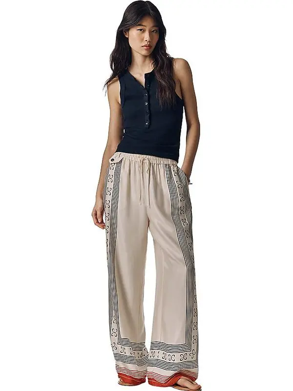 Maeve Printed Wide Leg Pull-on Pants - Ivory Pattern
