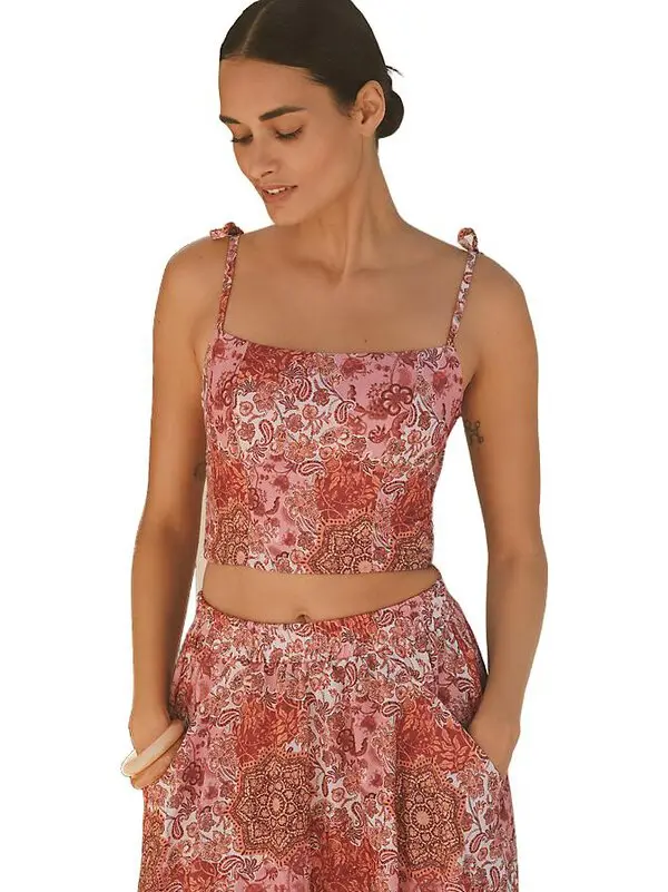 Peixoto Teddi Tie-strap Beaded Tank Top - Pink Pattern