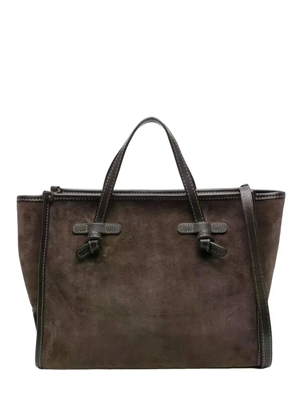 GIANNI CHIARINI Miss Marcella Knotted-detail Suede Tote Bag - Brown