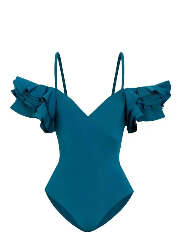 MAYGEL CORONEL Blas Ruffled Swimsuit - Blue
