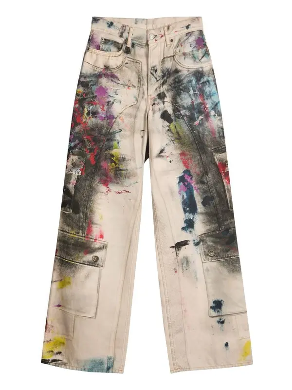 Acne Studios 1981 U Painter Printed Decorator Jeans - White/multi