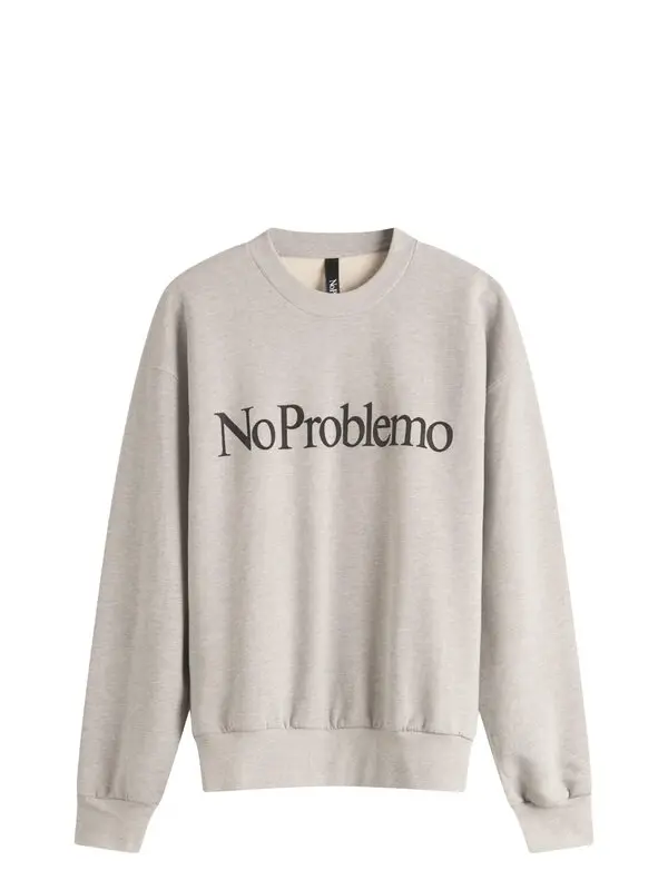 NO PROBLEMO Cotton Crewneck Sweatshirt - Grey Marl