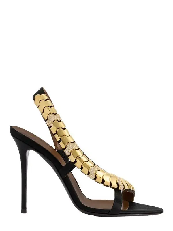 GIUSEPPE ZANOTTI Satin Sandals With Metal Accessory - Black