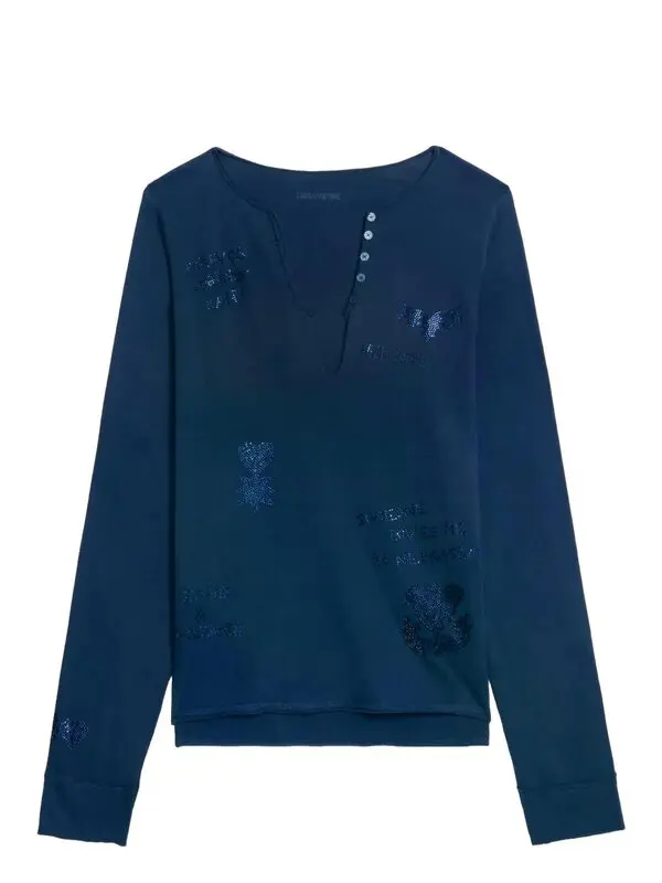 Zadig&Voltaire Embellished V-neck Top - Blue