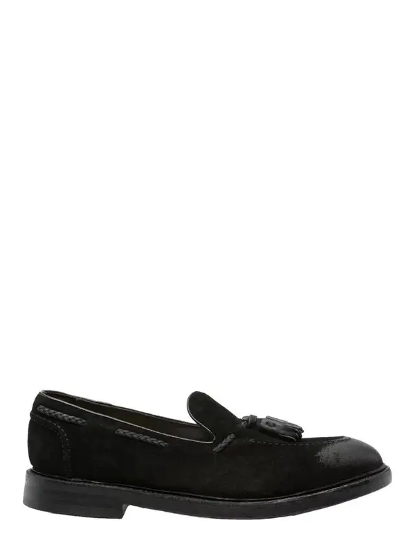 CENERE GB Tassel Detail Suede Loafers - Black