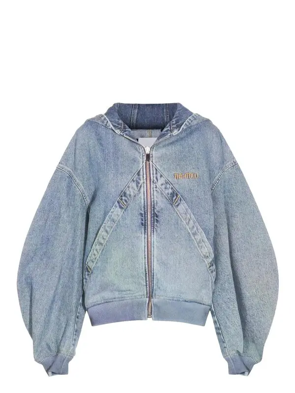 Attico Hooded Denim Bomber Jacket - Blue