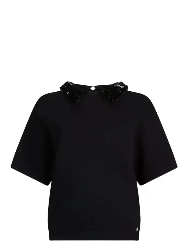 Liu Jo Sequin-embellished Collared T-shirt - Black
