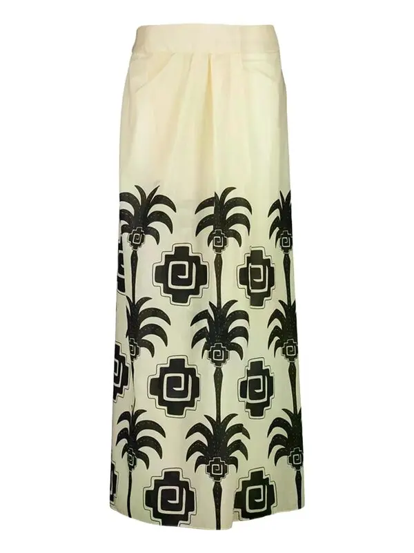 Johanna Ortiz Palm-print Maxi Wrap Skirt - White
