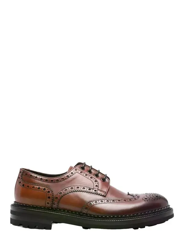 CENERE GB Leather Brogue Lace-up Shoes - Brown