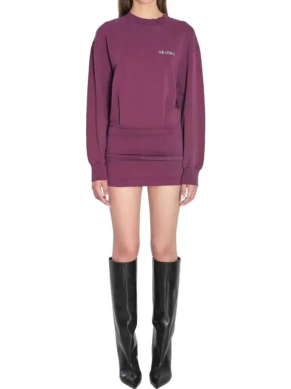 Attico Crew-neck Mini Dress - Purple