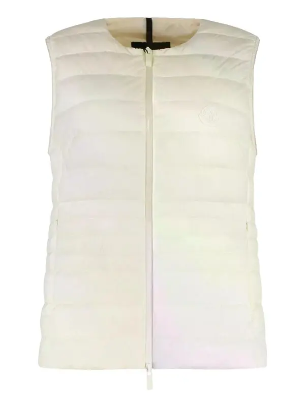 Moncler Padded Gilet With Logo Patch - White
