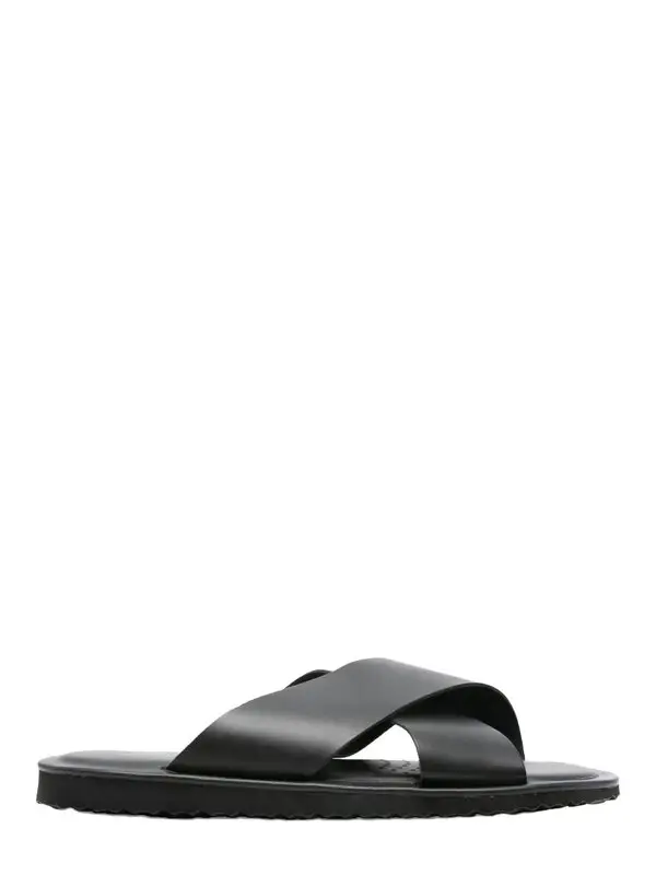 Geox Erice Cross-strap Leather Sandals - Black