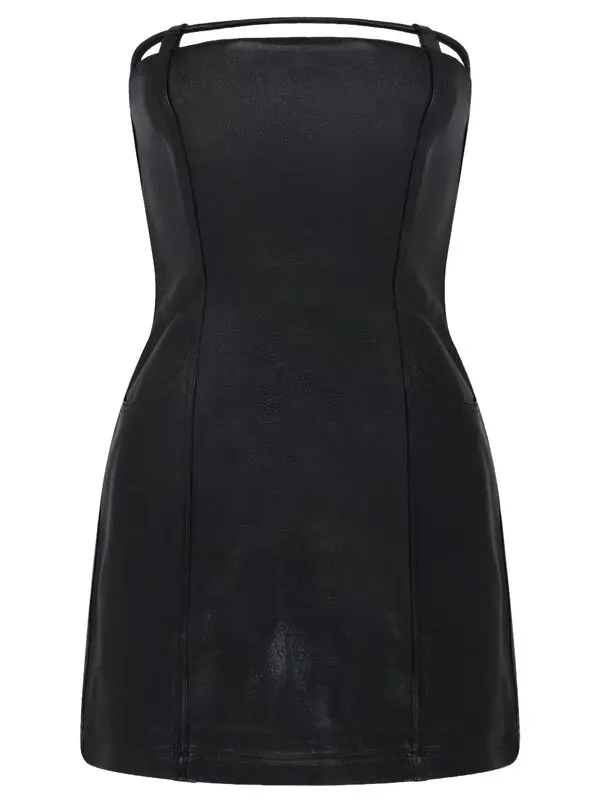 David Koma Pocket-detail Leather Mini Dress - Black