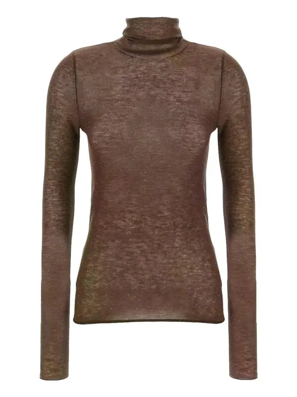 Pinko Sequin-embellished High-neck Top - Brown
