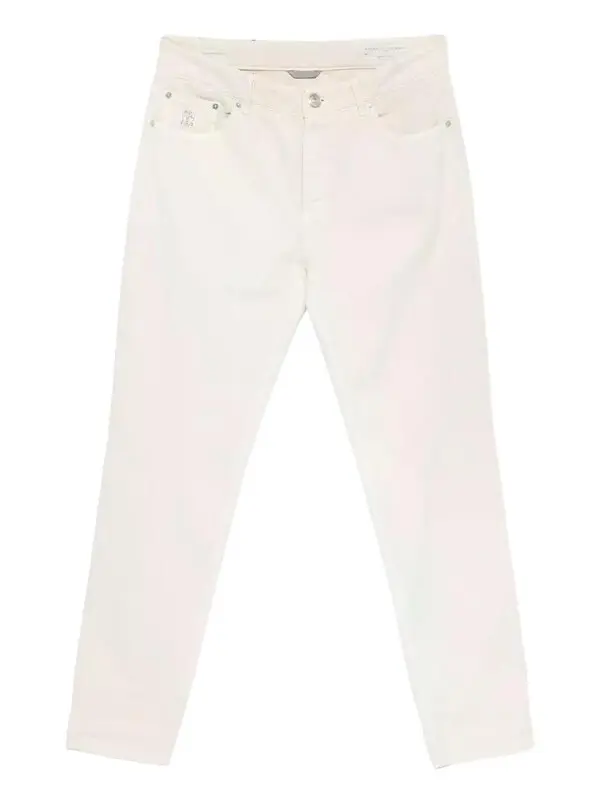 Brunello Cucinelli Logo-embroidered Jeans - Neutrals
