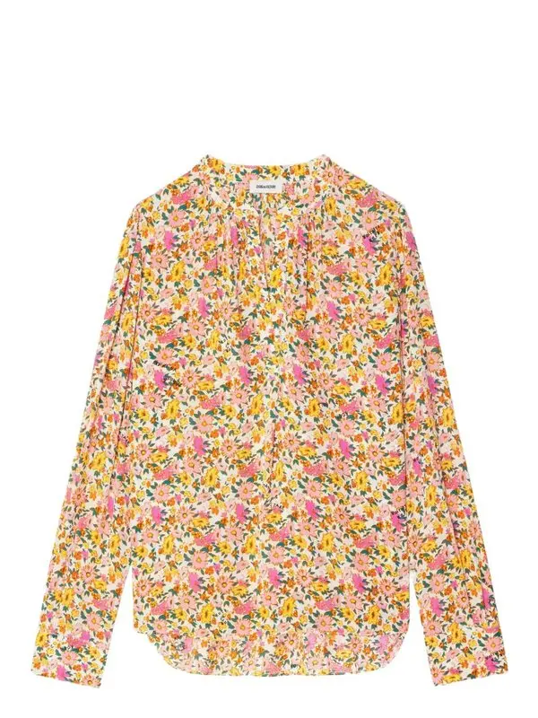 Zadig&Voltaire Tink Floral-print V-neck Tunic Top - Yellow