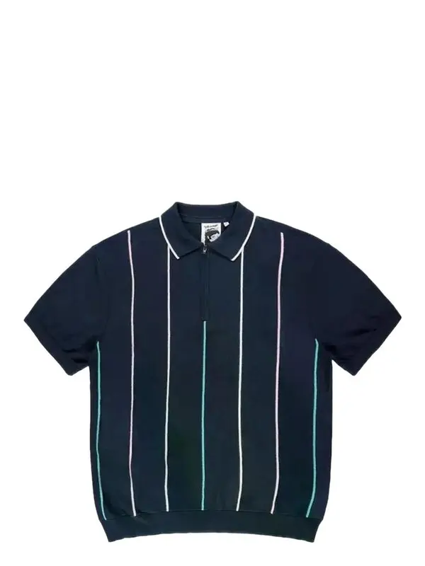 BISOUS SKATEBOARDS Striped-pattern Polo Shirt - Blue
