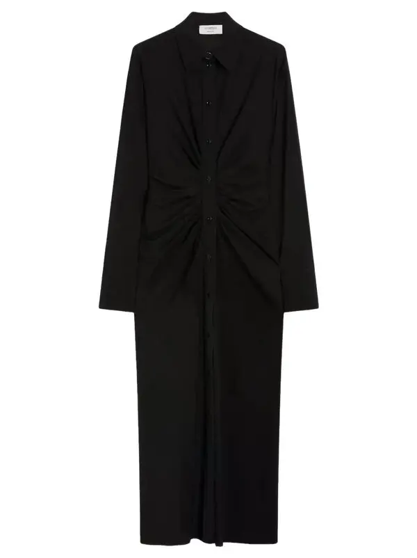 Sportmax Button-cuff Shirred Dress - Black