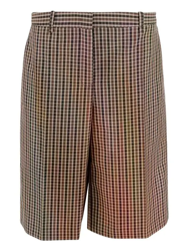 JIL SANDER Plaid Wool Shorts - Brown