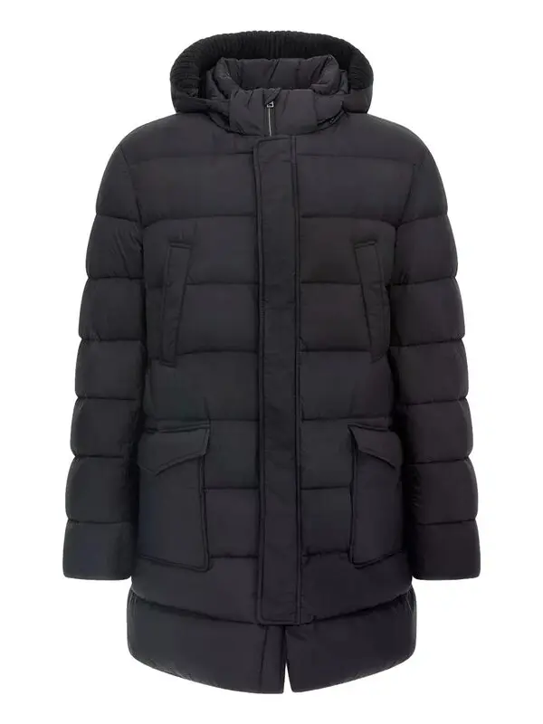 Herno Quilted Hooded Parka Coat - Black