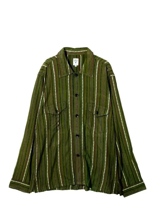 SOUTH2 WEST8 Striped Pocket Shirt - Green