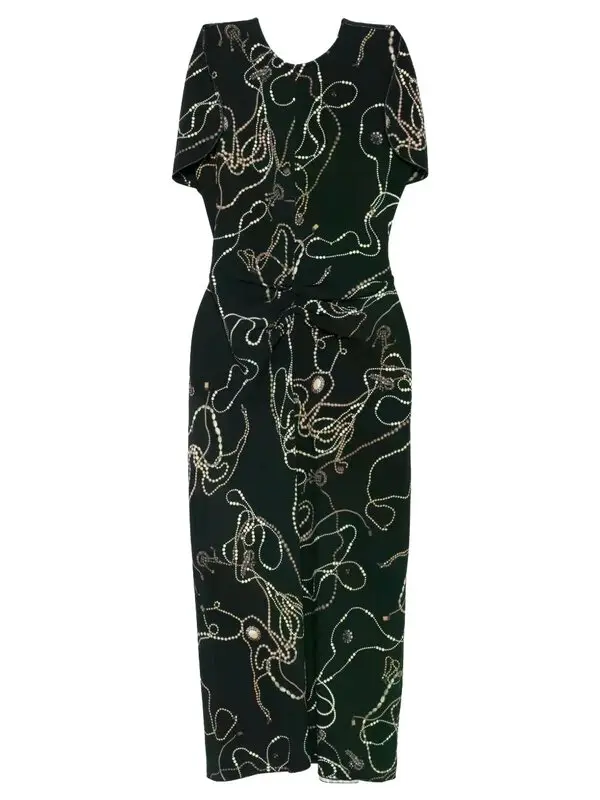 Victoria Beckham Printed Midi Dress - Green