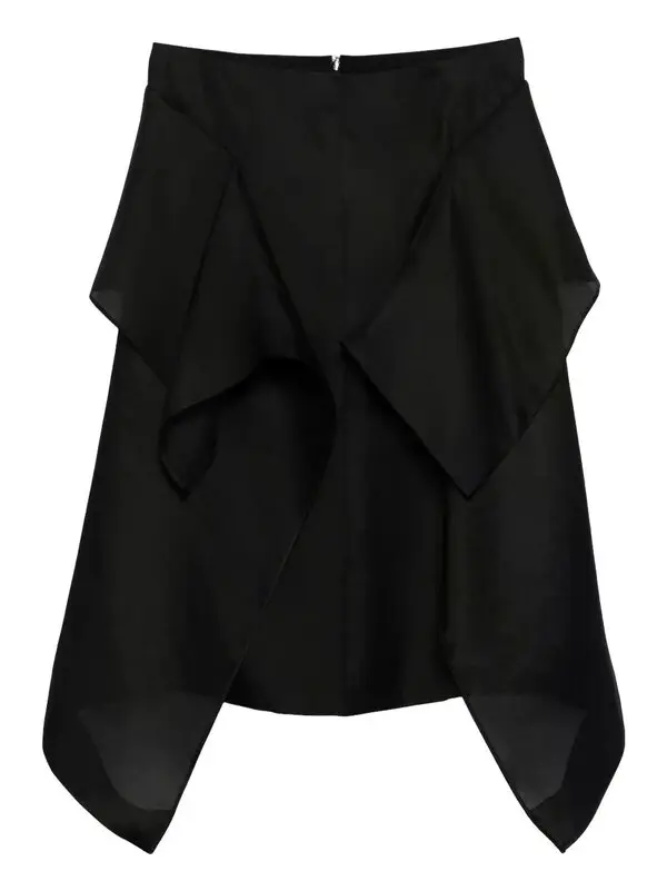 Khaite Nina Silk Ruffle Skirt - Black