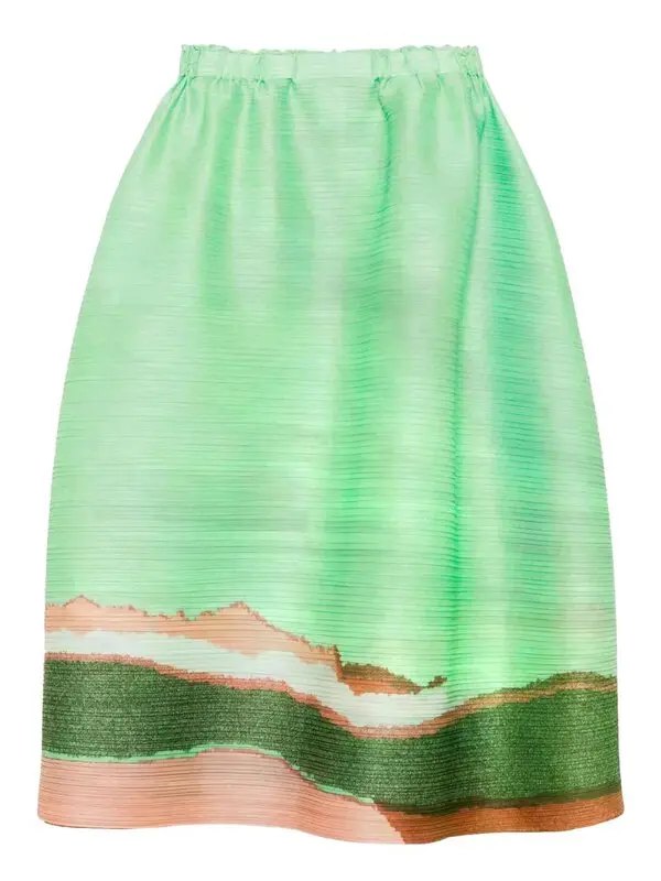 Issey Miyake Printed Midi Skirt - Green