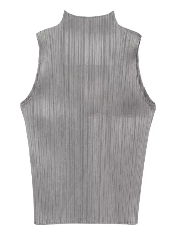 Issey Miyake Basics Pleated Sleeveless Top - Grey