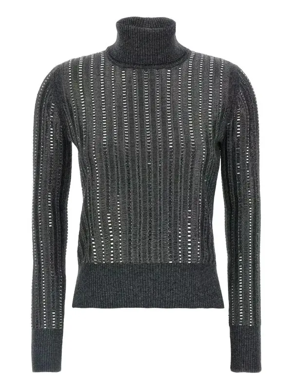Ermanno Scervino Crystal-embellished High-neck Top - Grey