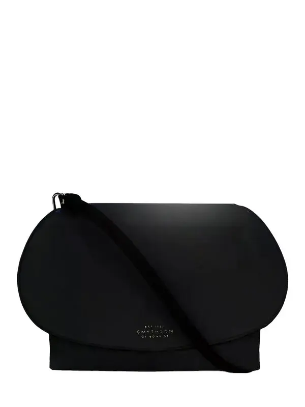 Smythson Embossed-logo Flap Crossbody Bag - Black