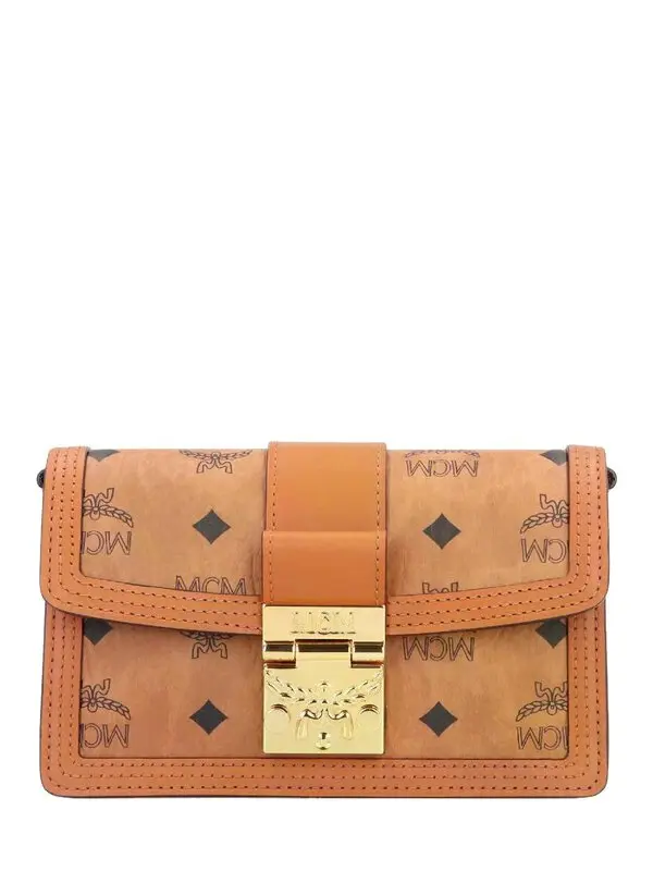 Mcm Tracy Monogram Clutch - Brown