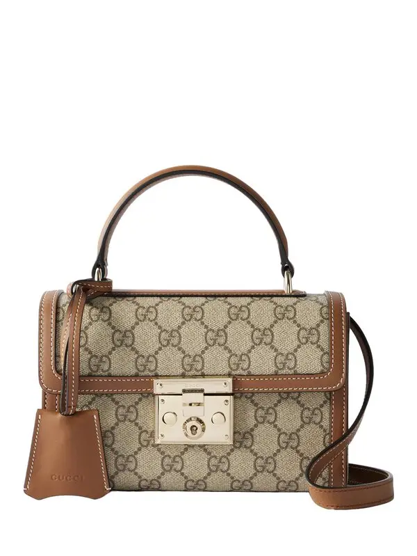 Gucci Padlock Small Leather-trimmed Coated Canvas-jacquard Tote - Brown