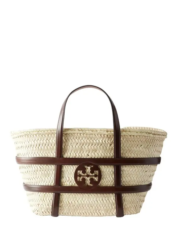 Tory Burch Ella Leather-trimmed Woven Straw Tote - Neutrals