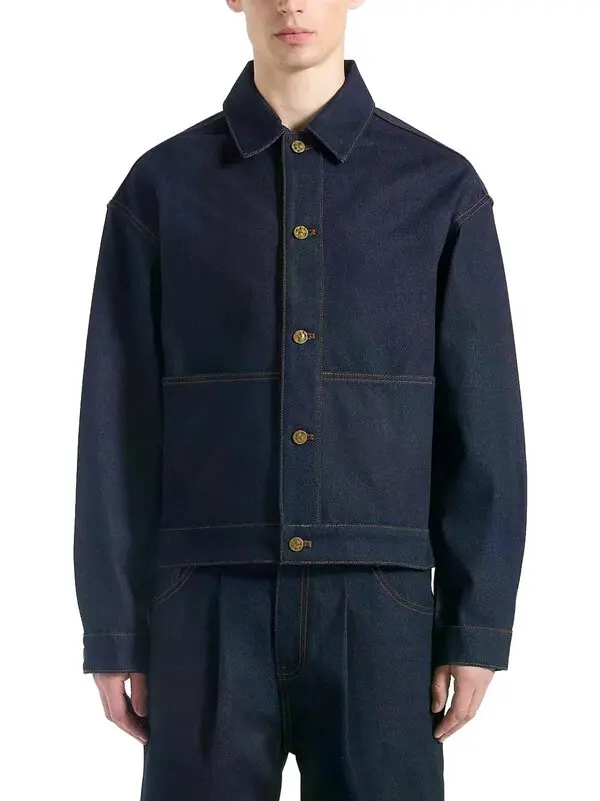 Manière De Voir Damien Back-pleat Denim Jacket - Blue