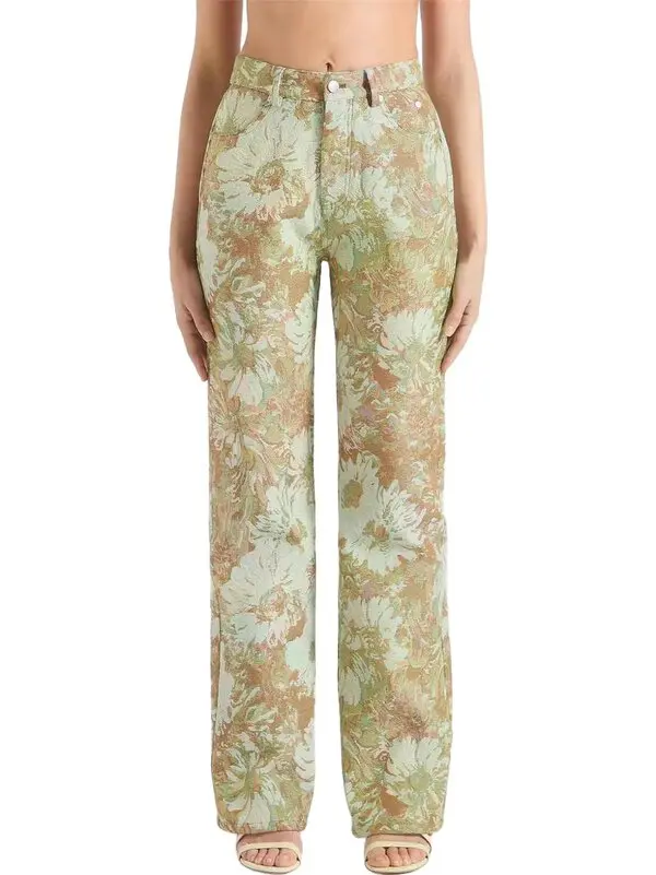 Manière De Voir Florence Jacquard High-rise Straight-leg Jeans - Green