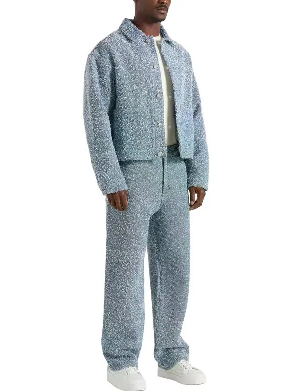 Manière De Voir Maniere De Voir Bouclé Denim Jacket With Back Pleat - Blue