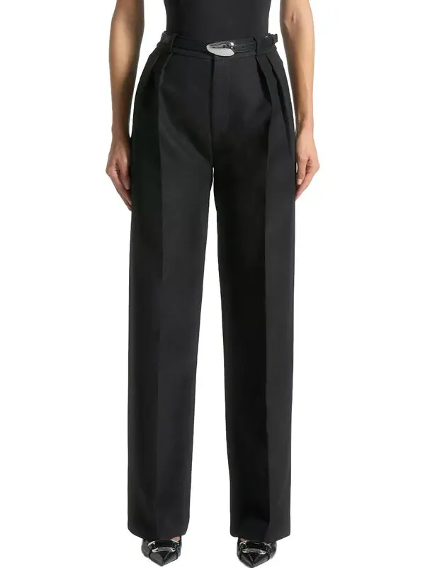 Manière De Voir Twin-pleated Tailored Trousers - Black