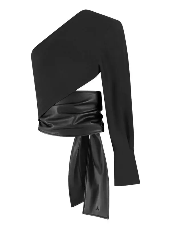 Manière De Voir One-sleeve Wrap Top - Black